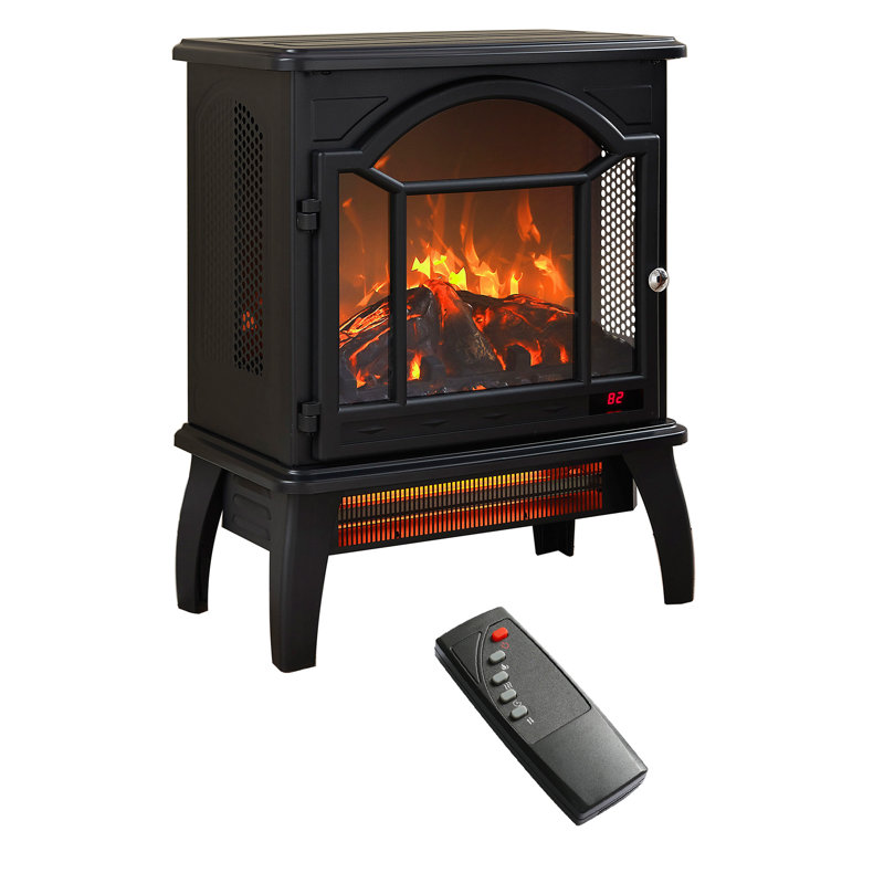 Winston Porter Electric Heater Fireplace With Remote Control, 3D Flame ...