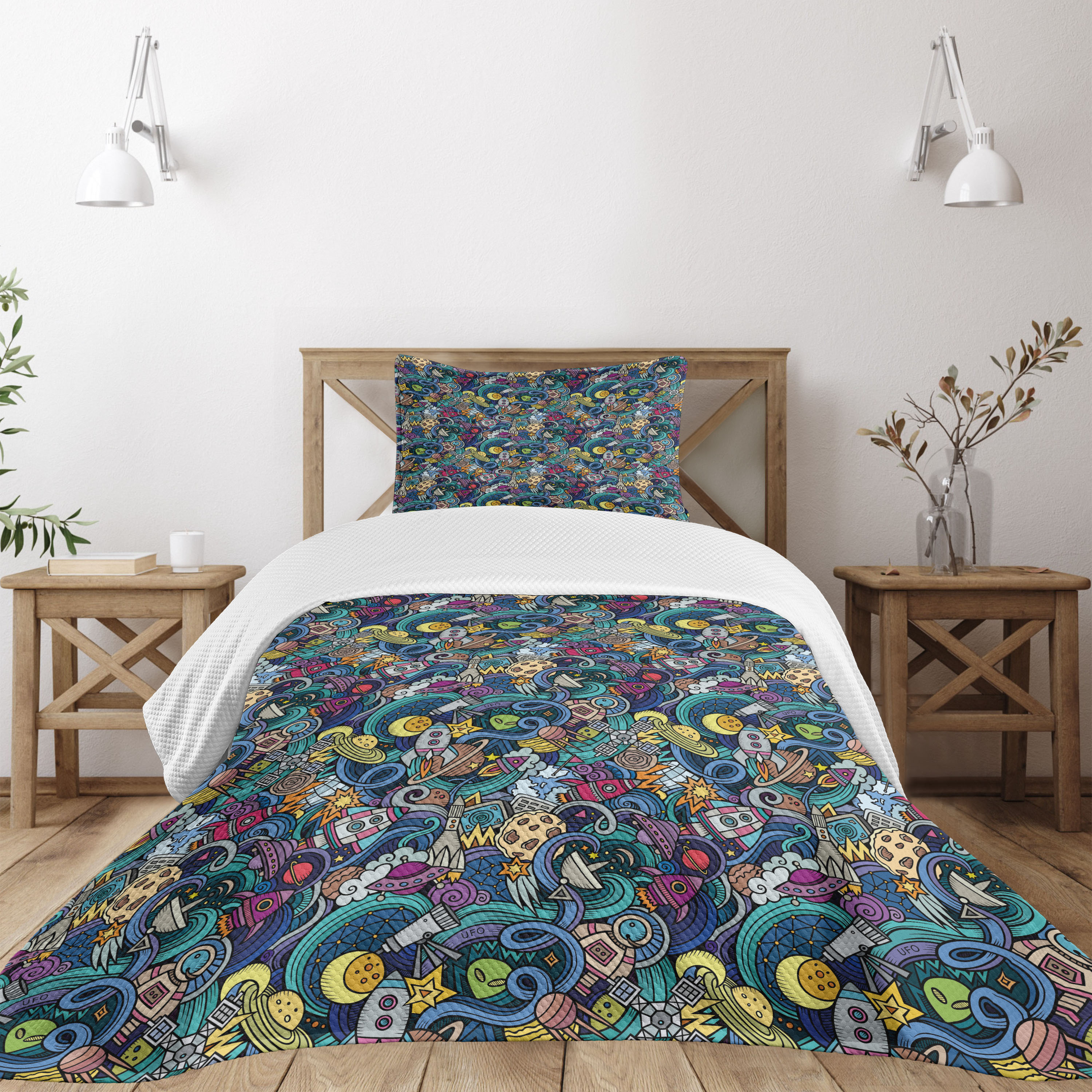 Ambesonne Space Bedspread Set Science Fiction Image Multicolor | Wayfair