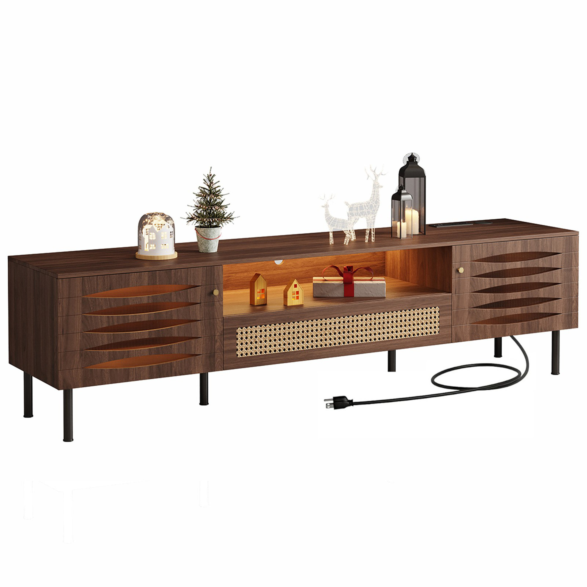 Ivy Bronx Mid-Century Modern Media Console with 2 Cabinets. | Wayfair