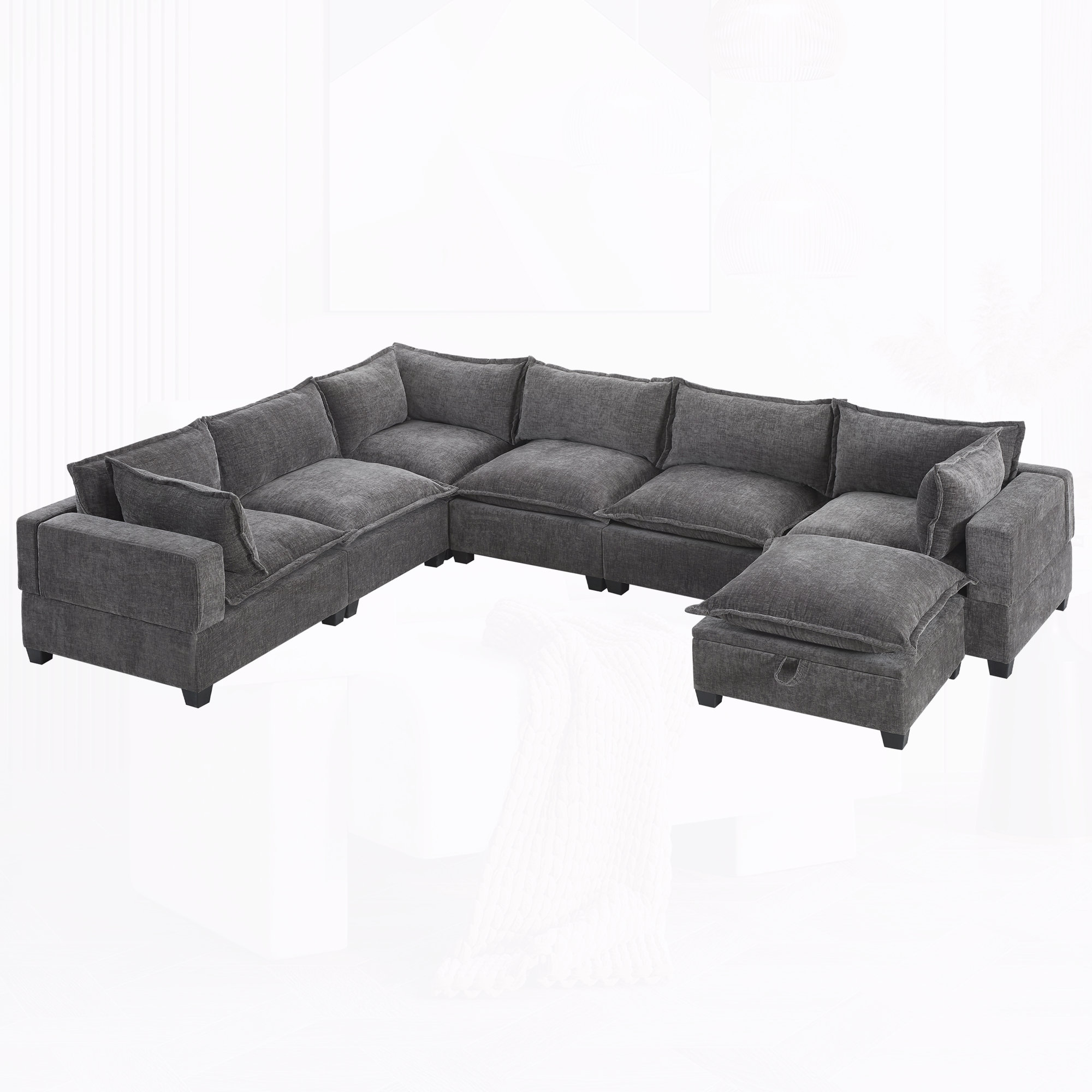 Latitude Run® Modular Sectional Sofa with Movable Storage Ottoman | Wayfair