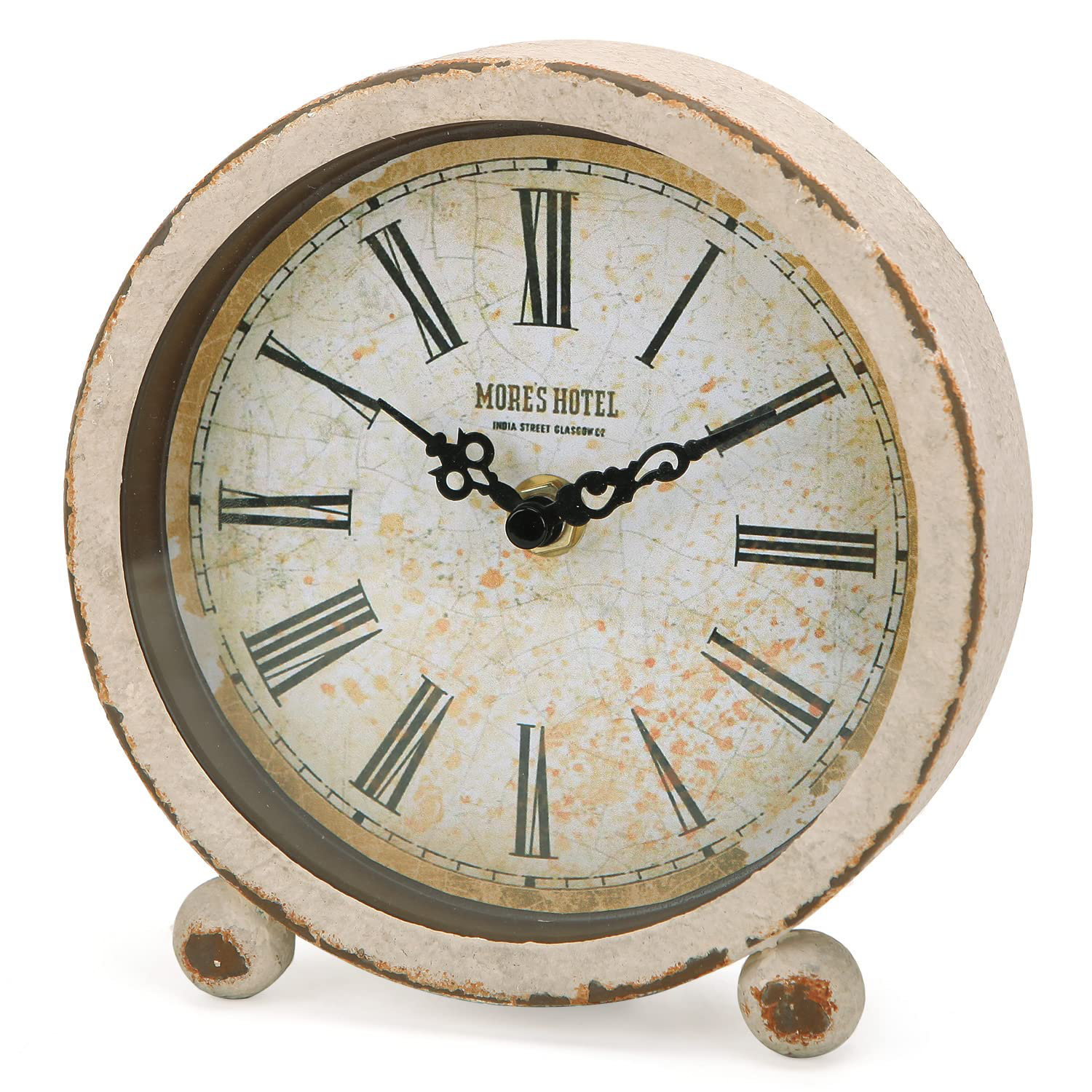 Ophelia & Co. Vintage Table Clock, Metal White Table Clock Retro Non ...
