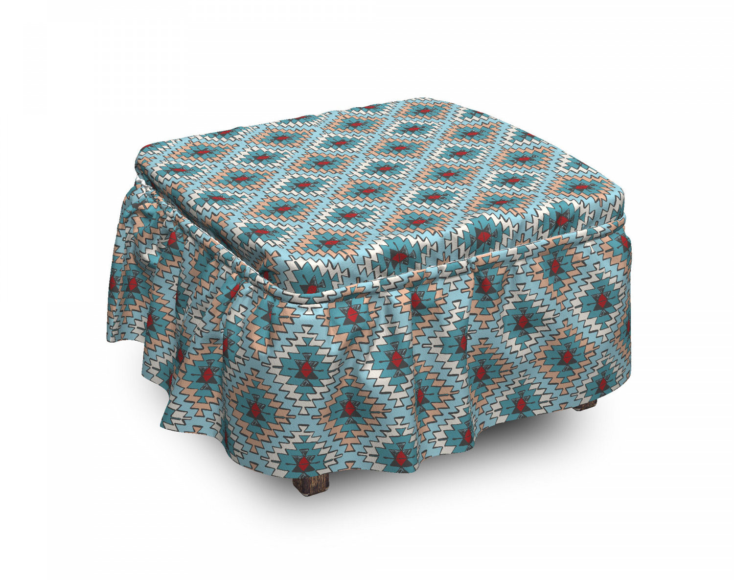 East Urban Home Peruvian Shapes Ottoman Slipcover | Wayfair