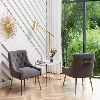 Everly Quinn Baudel Velvet Upholstered Side Chair & Reviews | Wayfair