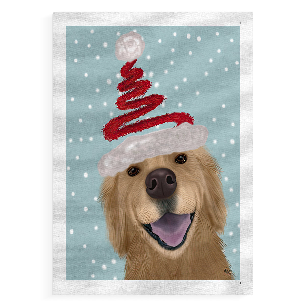 Ophelia & Co. Christmas Golden Retriever and Spring Santa Hat -Canvas ...