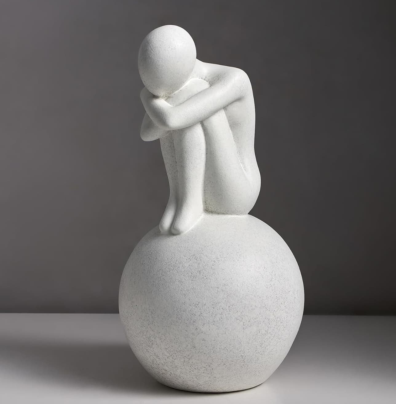 Ivy Bronx Modern Thinker Statue Sitting on Ball - Minimalist Abstract ...