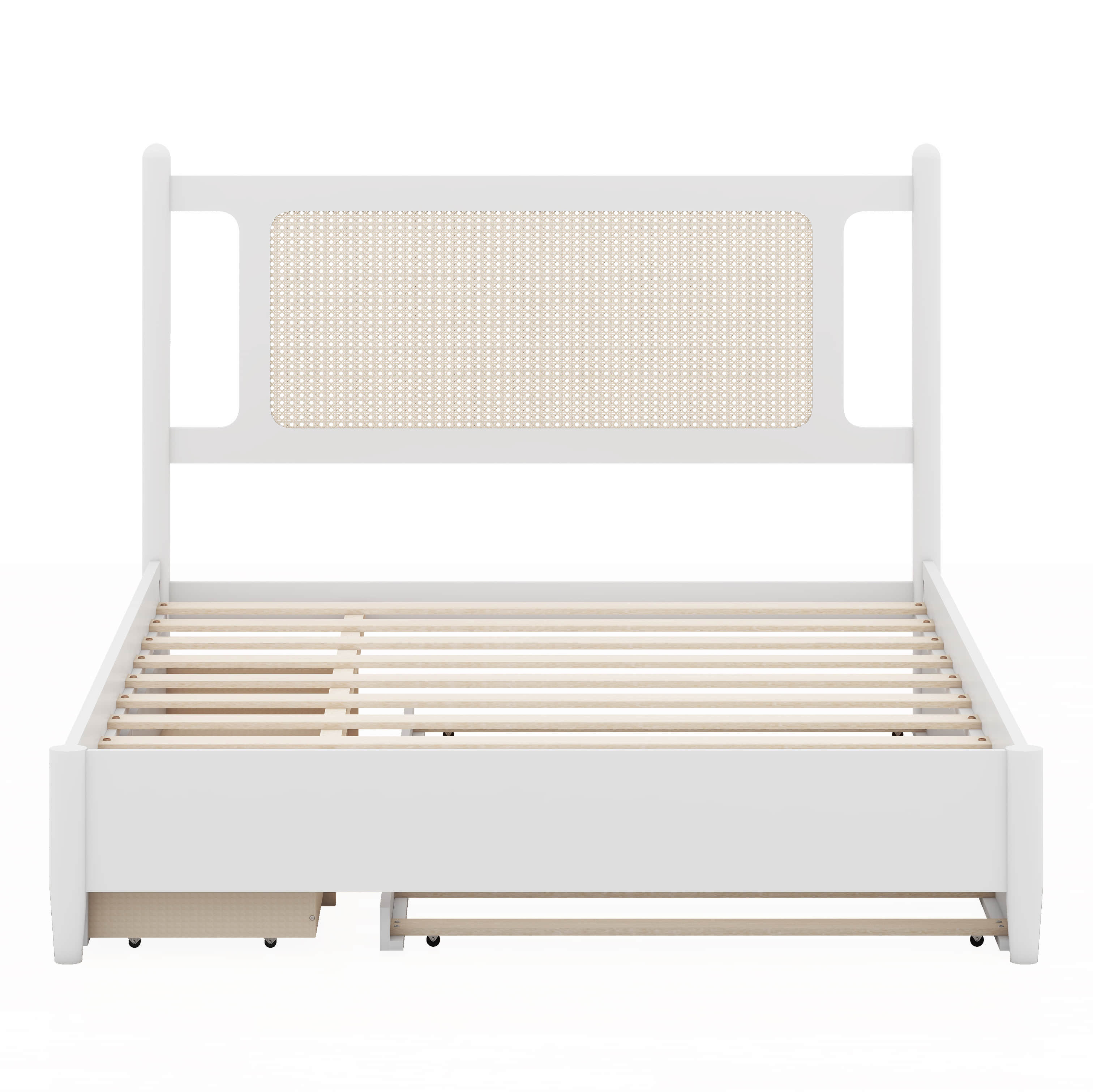 Bay Isle Home™ Prosperie Queen Size Wooden Rattan Platform Bed with 2 ...