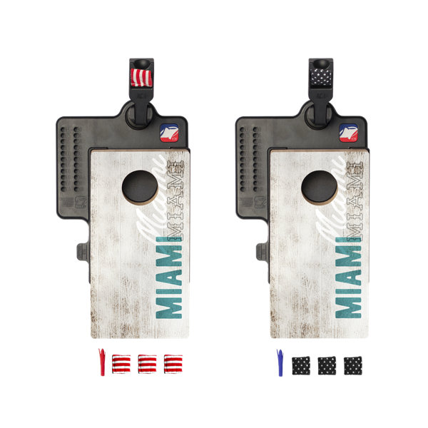 The American Cornhole Association Miami Football Vintage Gameday Double ...