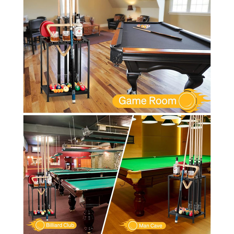 yitesiUSA Pool Cue Rack Floor Stand & Ping Pong Paddle Holder,Black ...