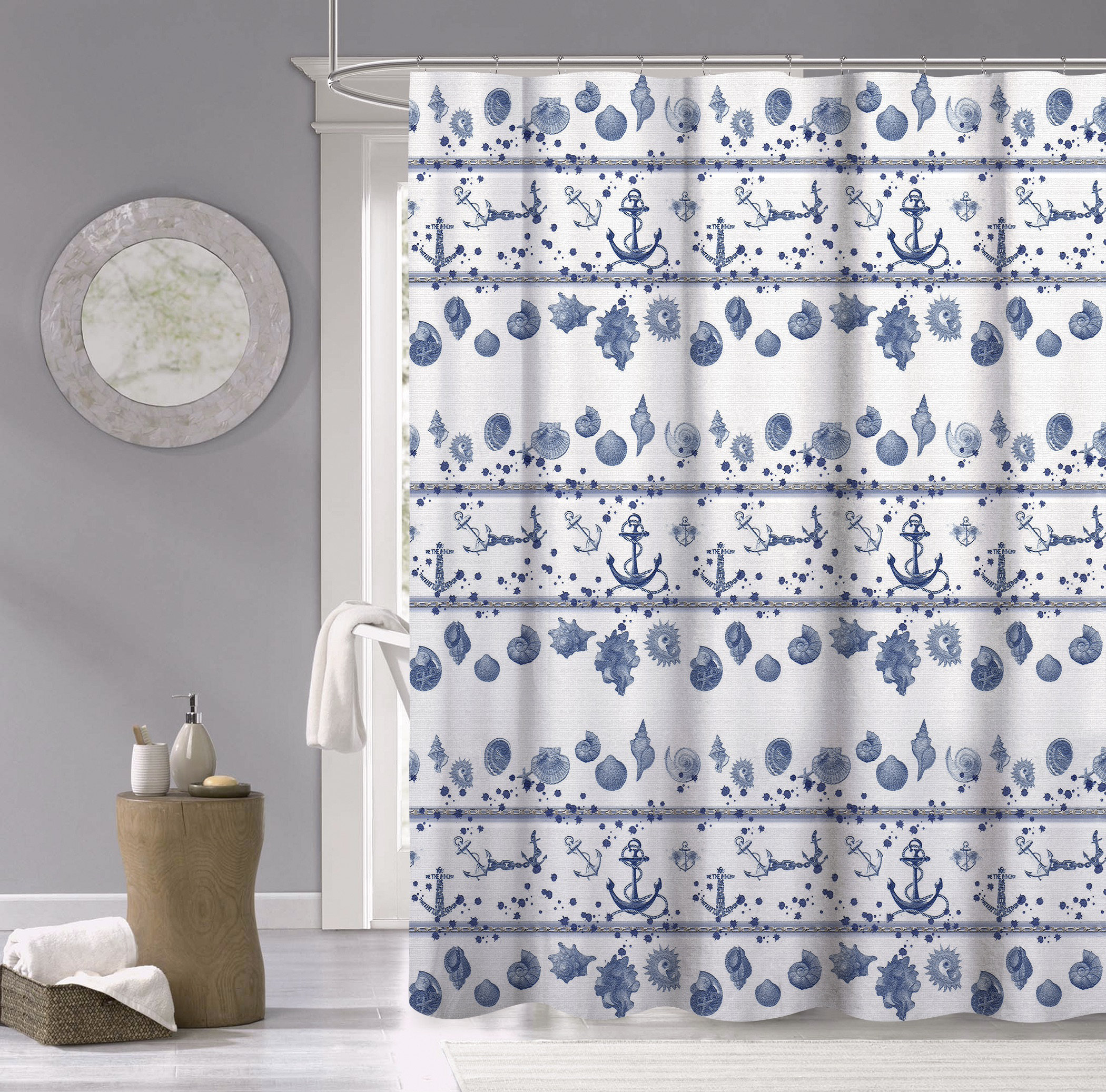 Breakwater Bay Cotton Shower Curtain 70x72 Water Resistant Washable ...