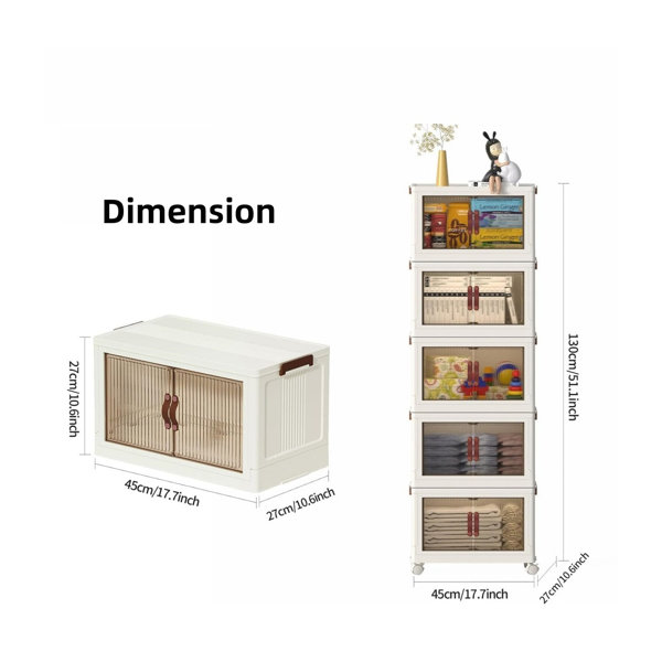 Hokku Designs 5-Tier Stackable Storage Bins With Lids, 51.1"H | Wayfair