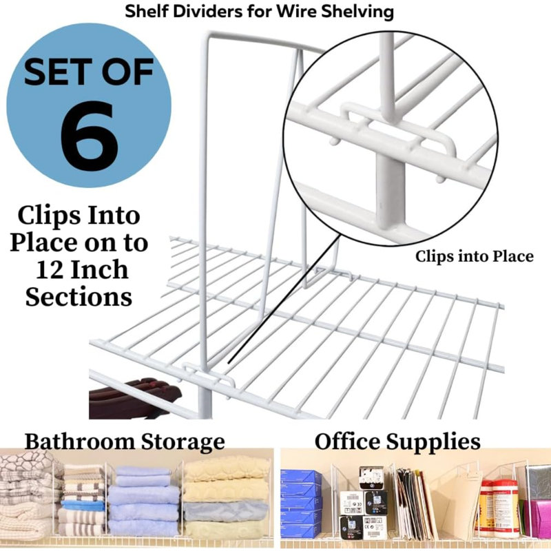 Rebrilliant Wire Shelf Dividers -6 Pack- Closet Organization And ...