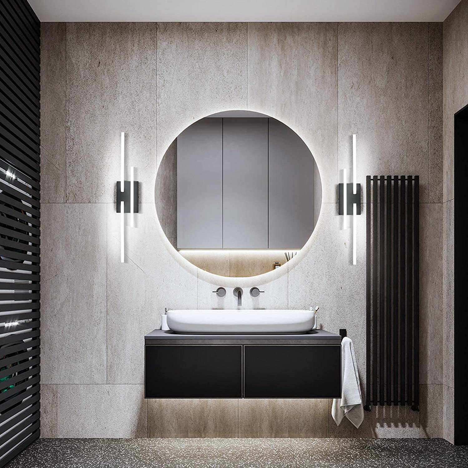 Orren Ellis Black Bathroom Vanity Light Fixture 24inch Dimmable Led ...