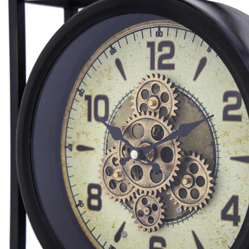 Williston Forge 10" Industrial Square Round Table Top Clock With Open ...