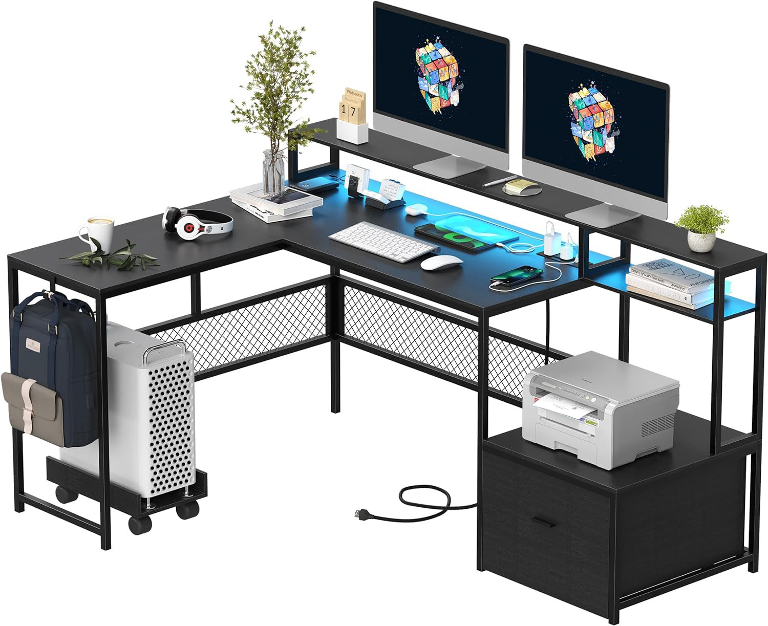 Inbox Zero Mehalek 66.93'' W L-Shaped Computer Desk | Wayfair