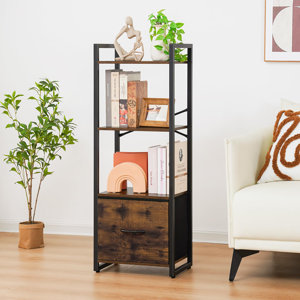 Crestone Bookshelf, 4 Tier Book Shelf With Drawer, Small Bookcase ...