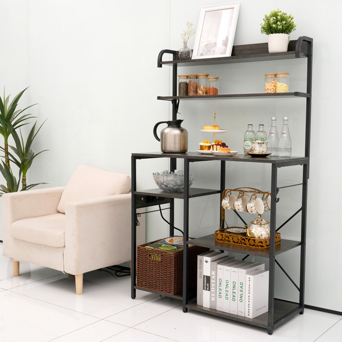 17 Stories 35.4'' Steel Standard Baker's Rack with Microwave ...