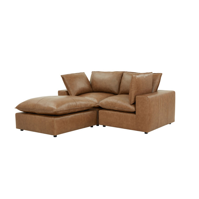 TOV Cali Brown Leather Modular Small Sectional | Wayfair