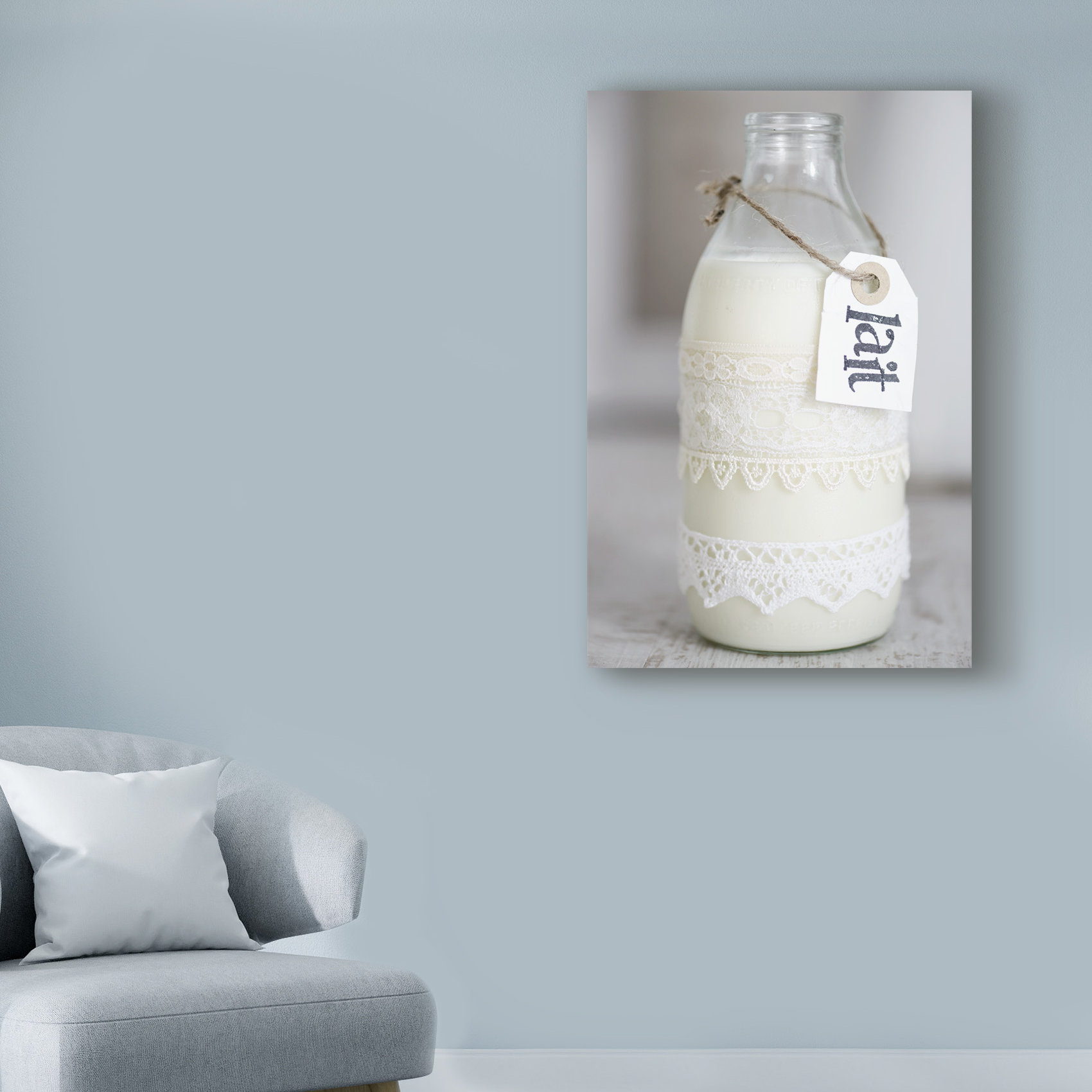 Ebern Designs 'Bottle of Milk with Sign' Photographic Print on Wrapped ...
