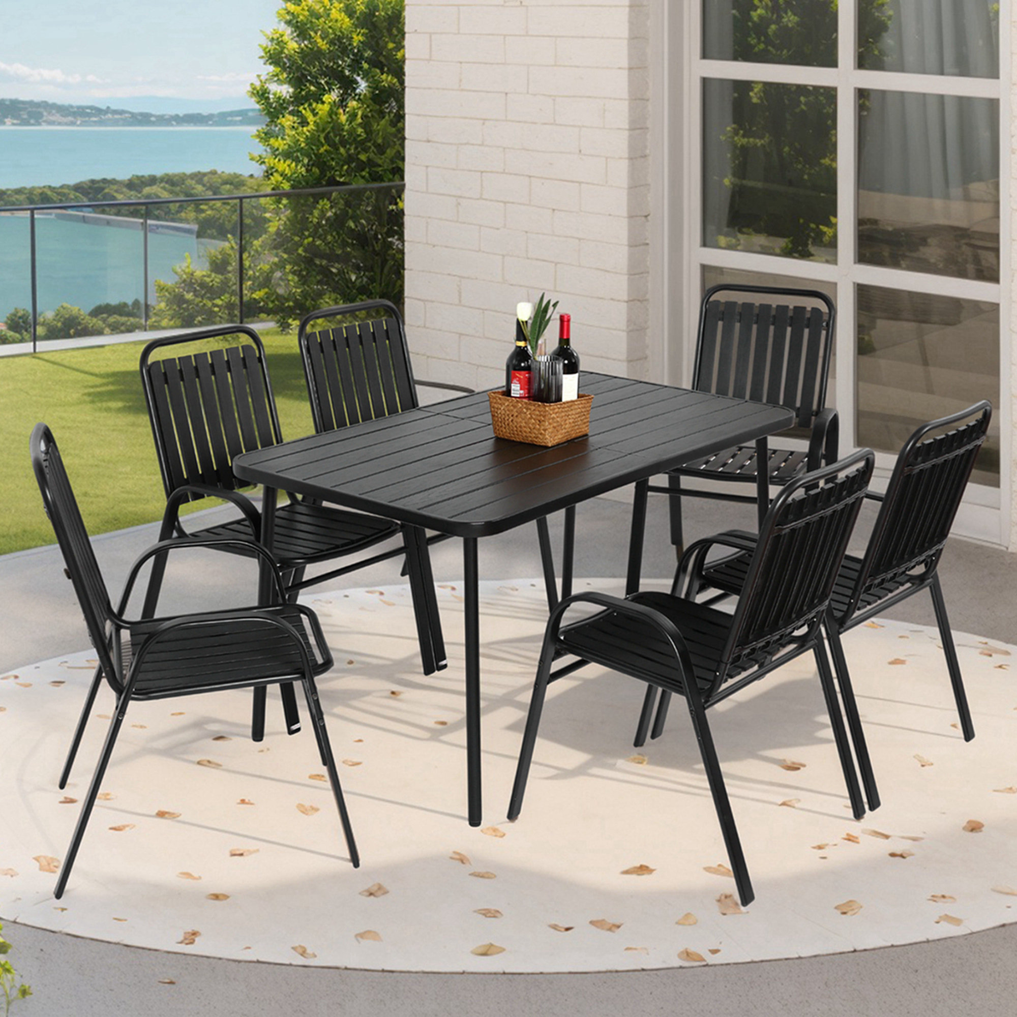 George Oliver 7 Pieces Patio Dining Set, Outdoor Table And Chairs Set ...