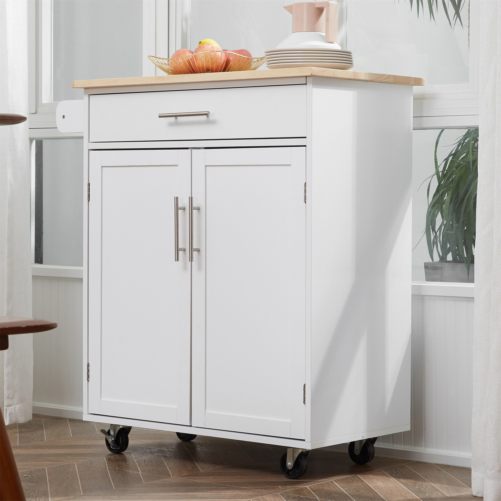 Lark Manor™ Kitchen Island Cart Rolling Trolley Cart With Drawer ...