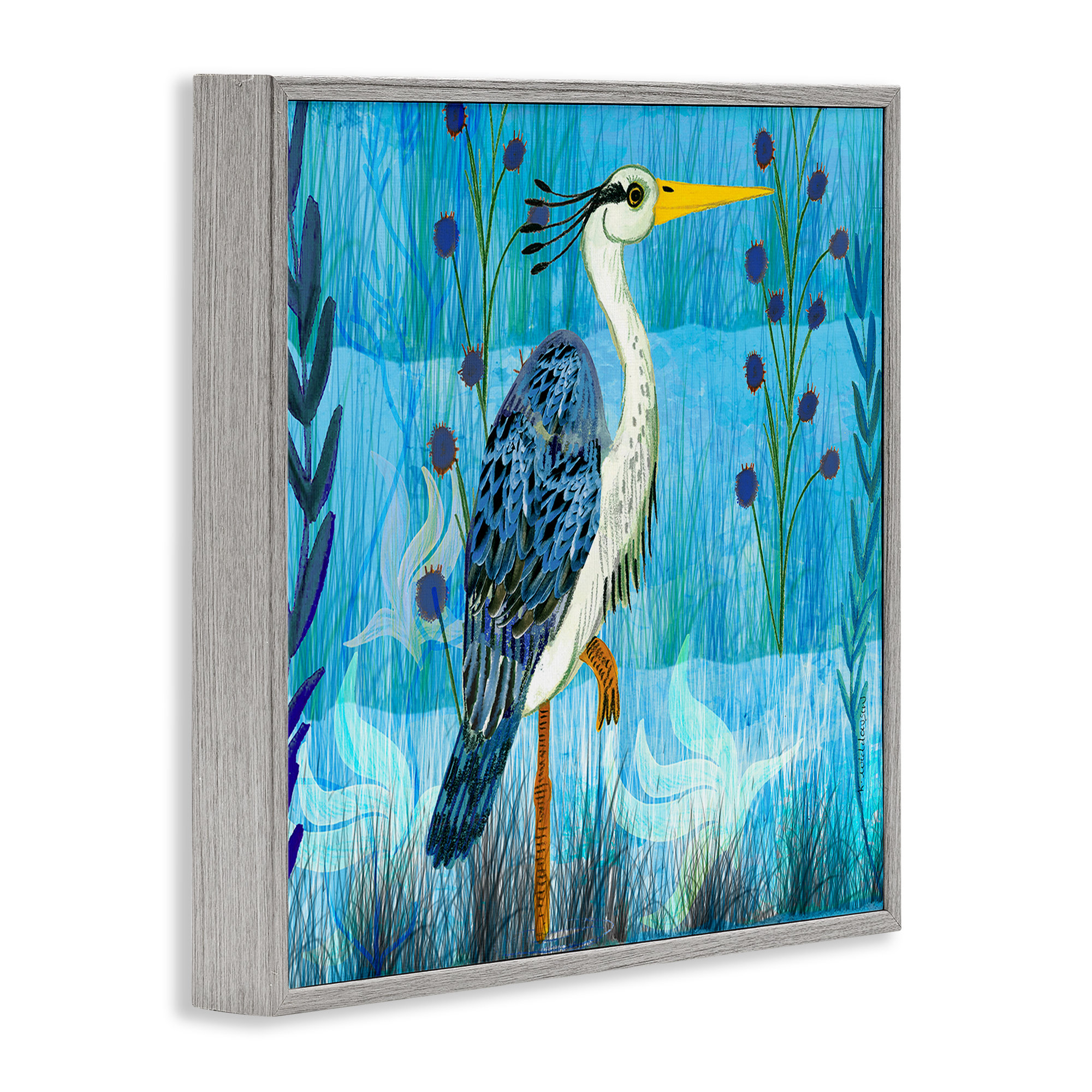 Dakota Fields Standing Crane with Blue Tones Framed Giclee, design by ...