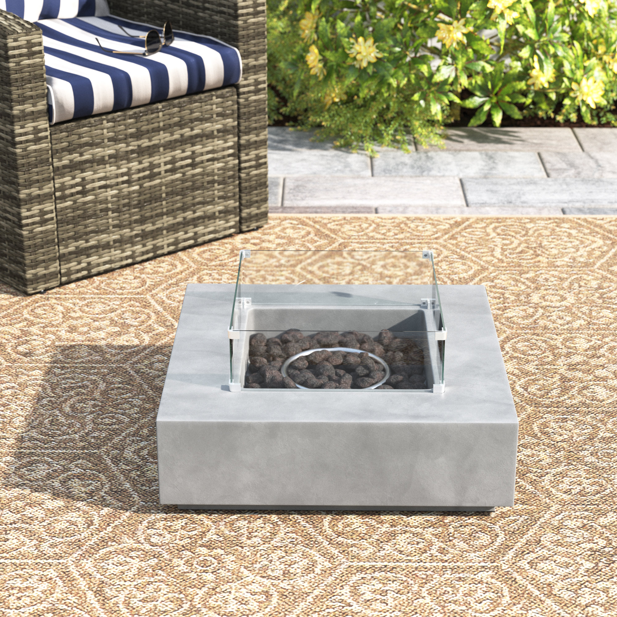Sol 72 Outdoor™ Abigale Concrete/Glass Propane/Natural Gas Fire Pit ...