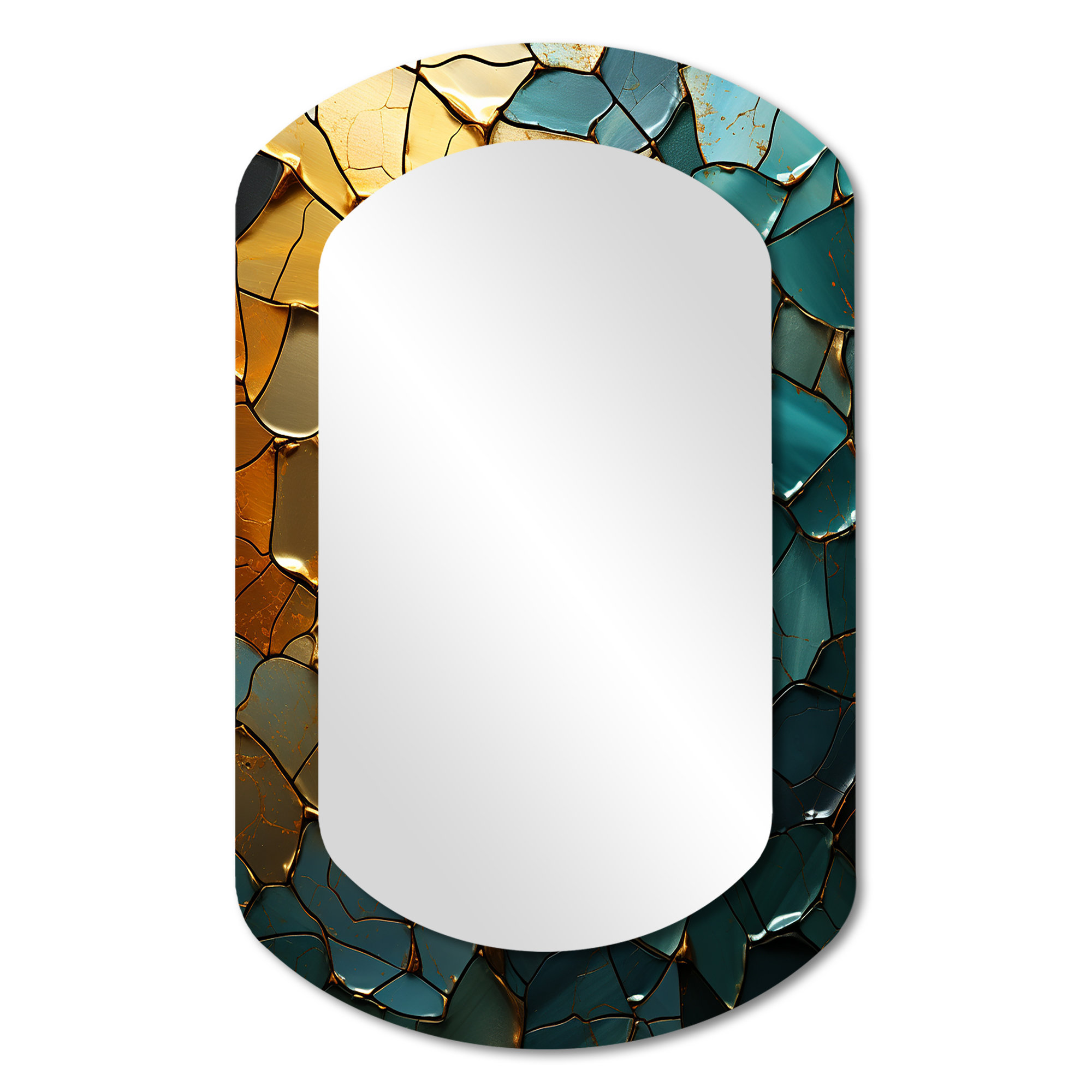 Ivy Bronx Macdonald Abstract Teal Gold Crystalline Limestone - Marble ...