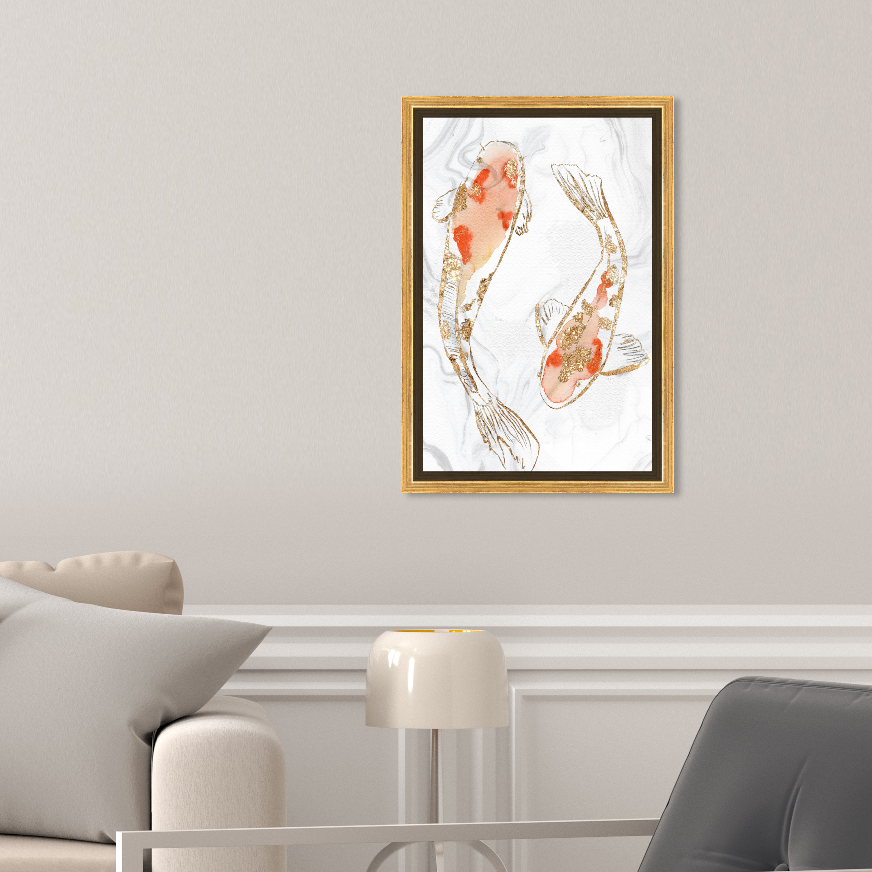 Mercer41 'Two Koi Fish Marble' Print on Canvas - Wayfair Canada