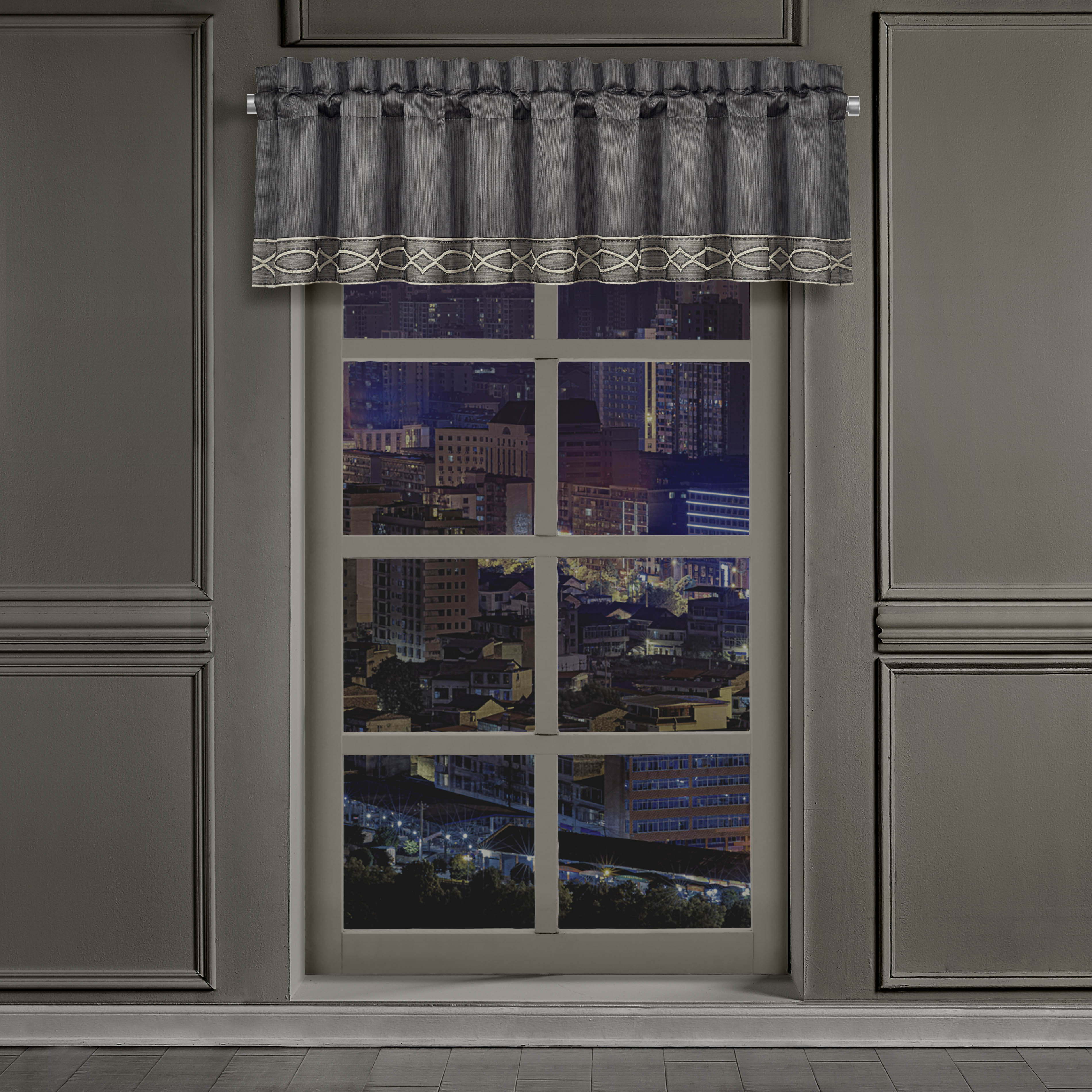 Five Queens Court Darwin Charcoal Window Straight Valance | Wayfair