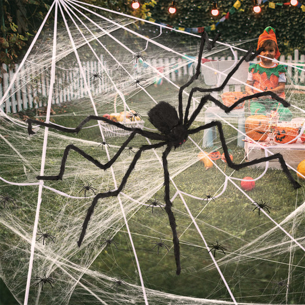 The Holiday Aisle® Halloween Spider Set With Triangle White Web, White ...