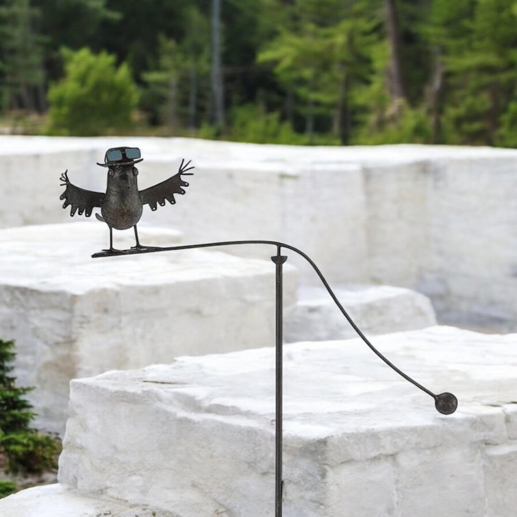 Dakota Fields Black Metal Bird Spinner Stake | Wayfair.co.uk