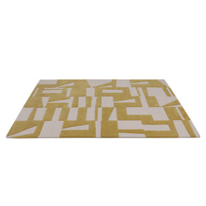 LOOMY Handmade Wool/Cotton Mustard Yellow Area Rug | Wayfair