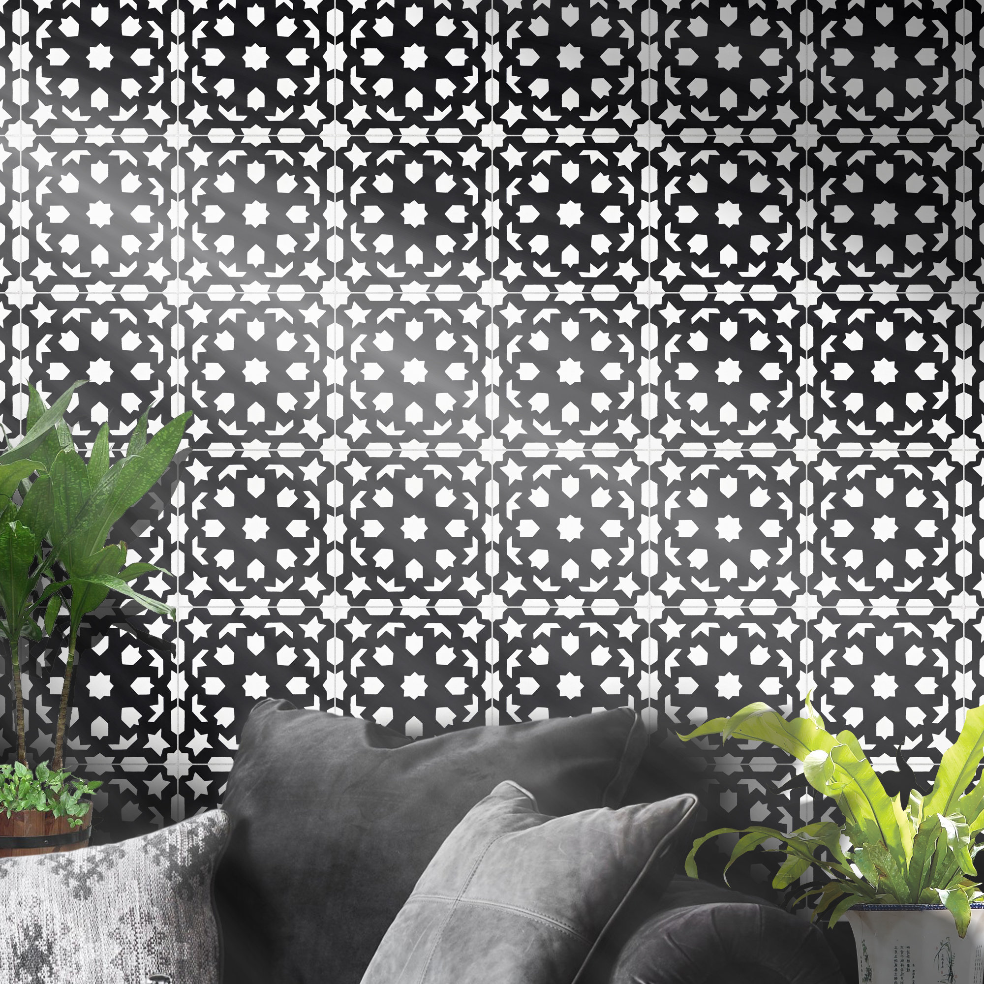 Moroccan Mosaic Fes 8" x 8" Cement Patterned Wall & Floor Tile | Wayfair