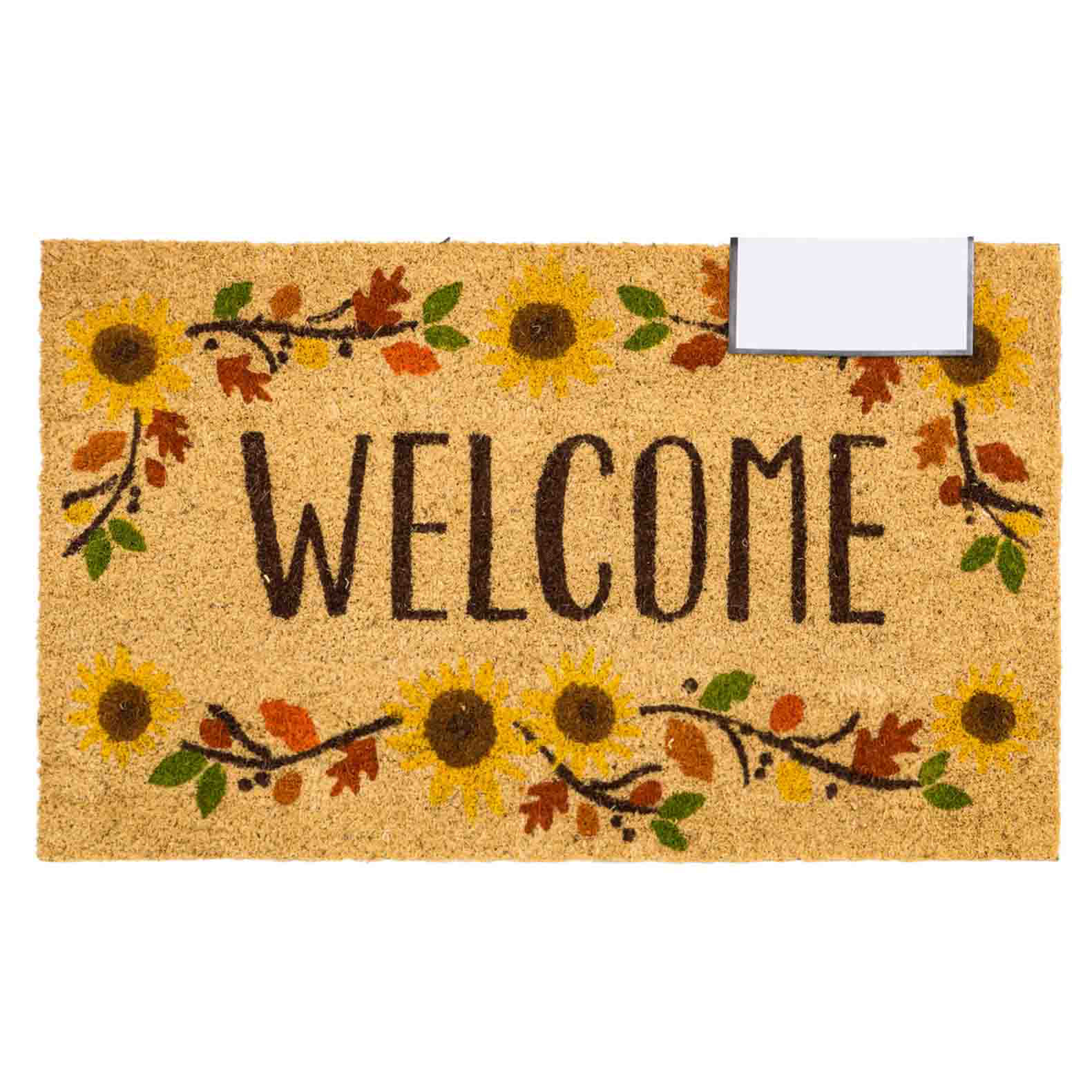 August Grove® 18"x30"- Sunflower Welcome Natural Coir Fiber Non-slip ...