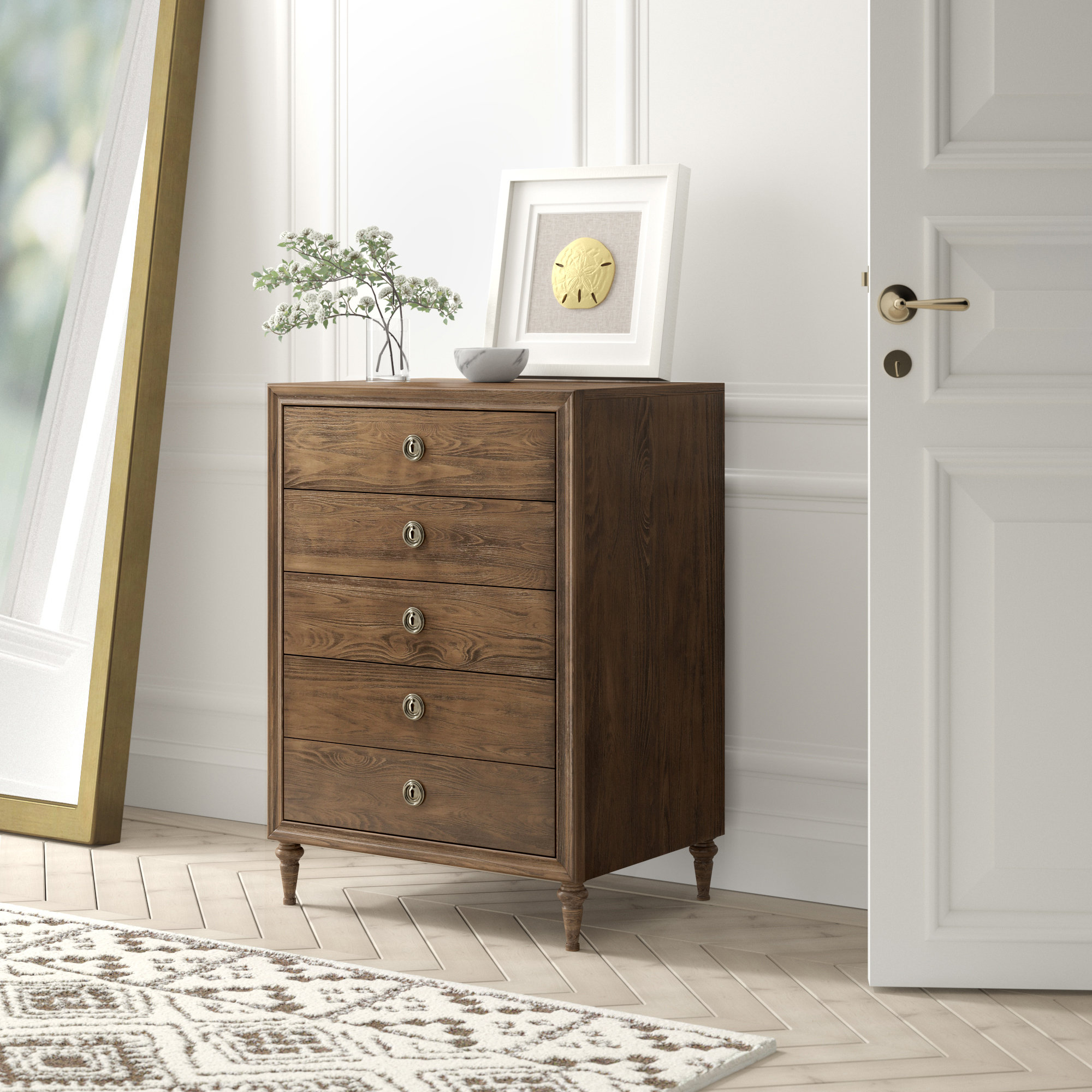 Darby Home Co Holmer 5-Drawer Rectangular Chest in Reclaimed Oak ...