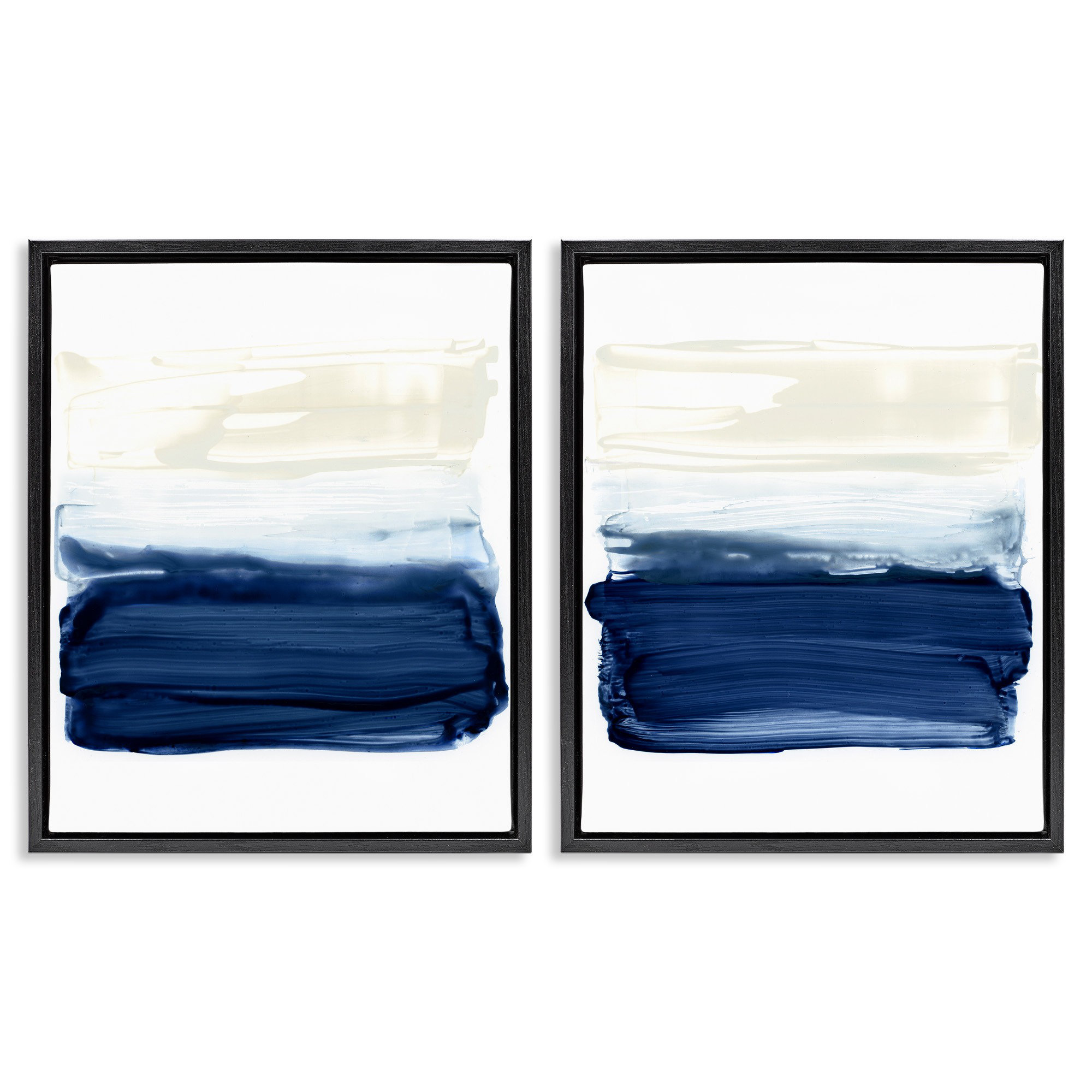 Orren Ellis Coastal Brushstrokes Abstract Beach 2 Piece Grain Framed ...