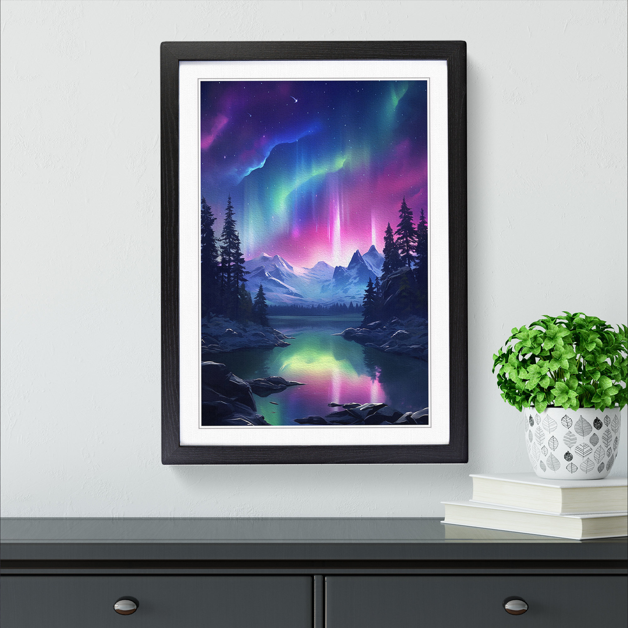 Big Box Art Northern Lights Realism - Single Picture Frame Art Prints ...