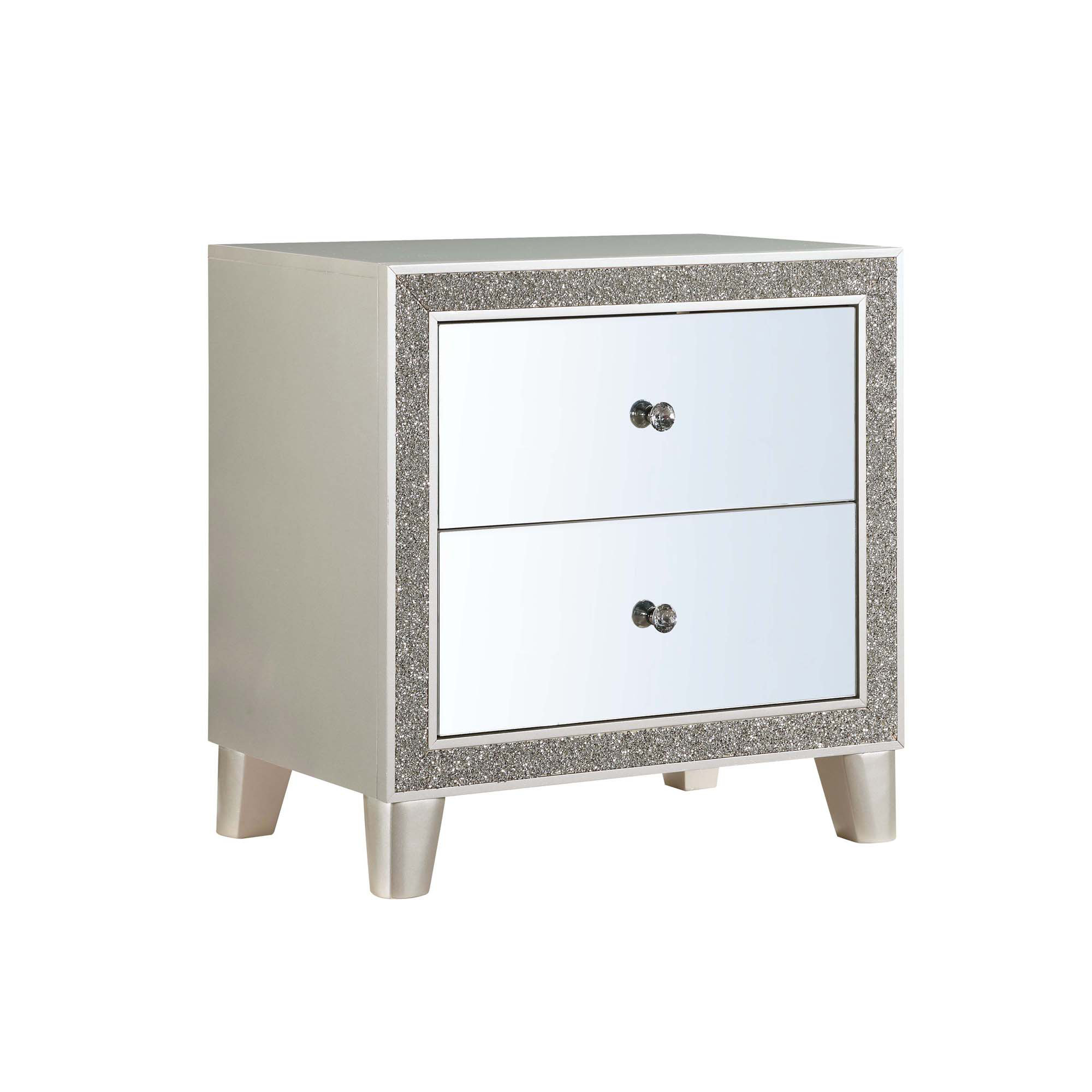 Everly Quinn Sliverfluff Mirrored & Champagne Finish Nightstand ...
