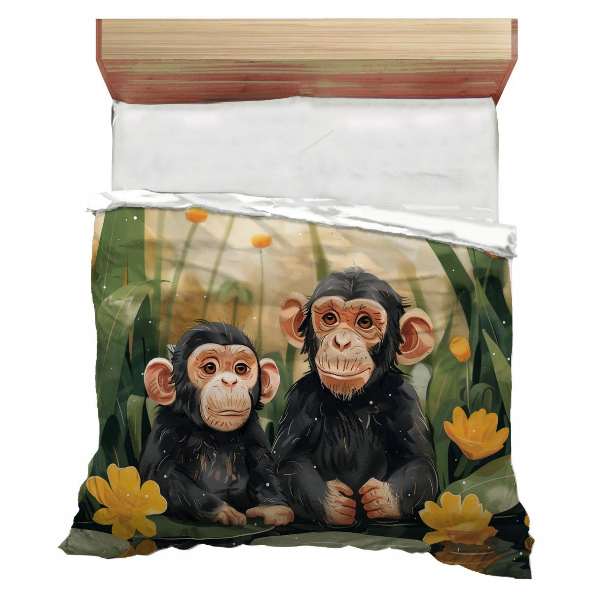 VisionDecor Two chimpanzees Bedding Primate Duvet Cover Curious gaze ...
