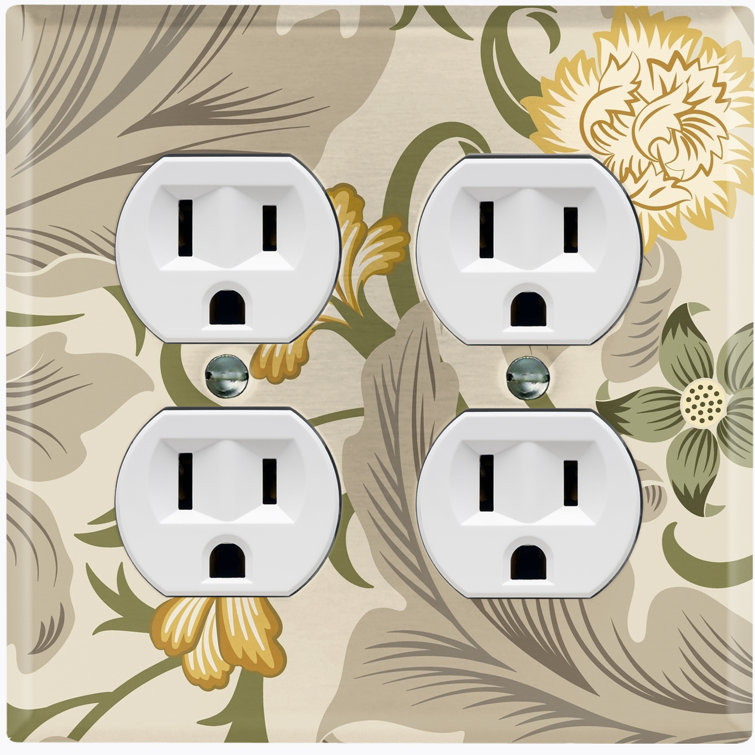 WorldAcc Metal Light Switch Plate Outlet Cover (Yellow Flower Beige Art ...
