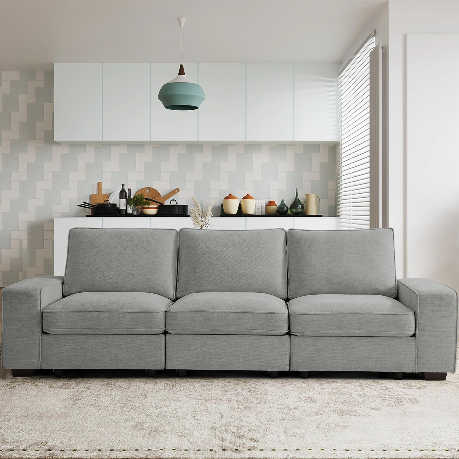 Latitude Run® Living room Sofa Set,Modern Chenille Modular Storage ...