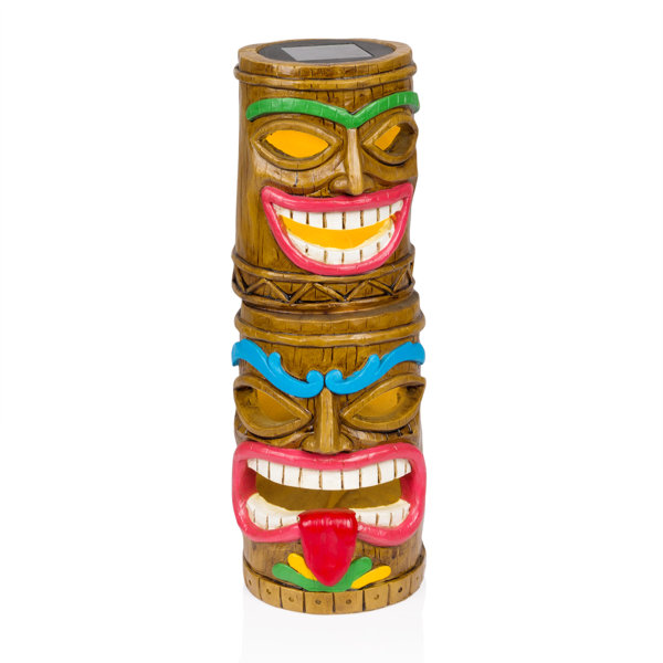 Alpine 11"H Solar-Powered Tiki Statue with LED Lights & Reviews | Wayfair
