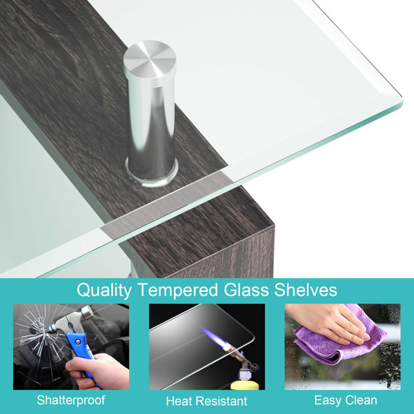Wrought Studio™ Wrought Studio Rectangle Glass Coffee Table End Side ...