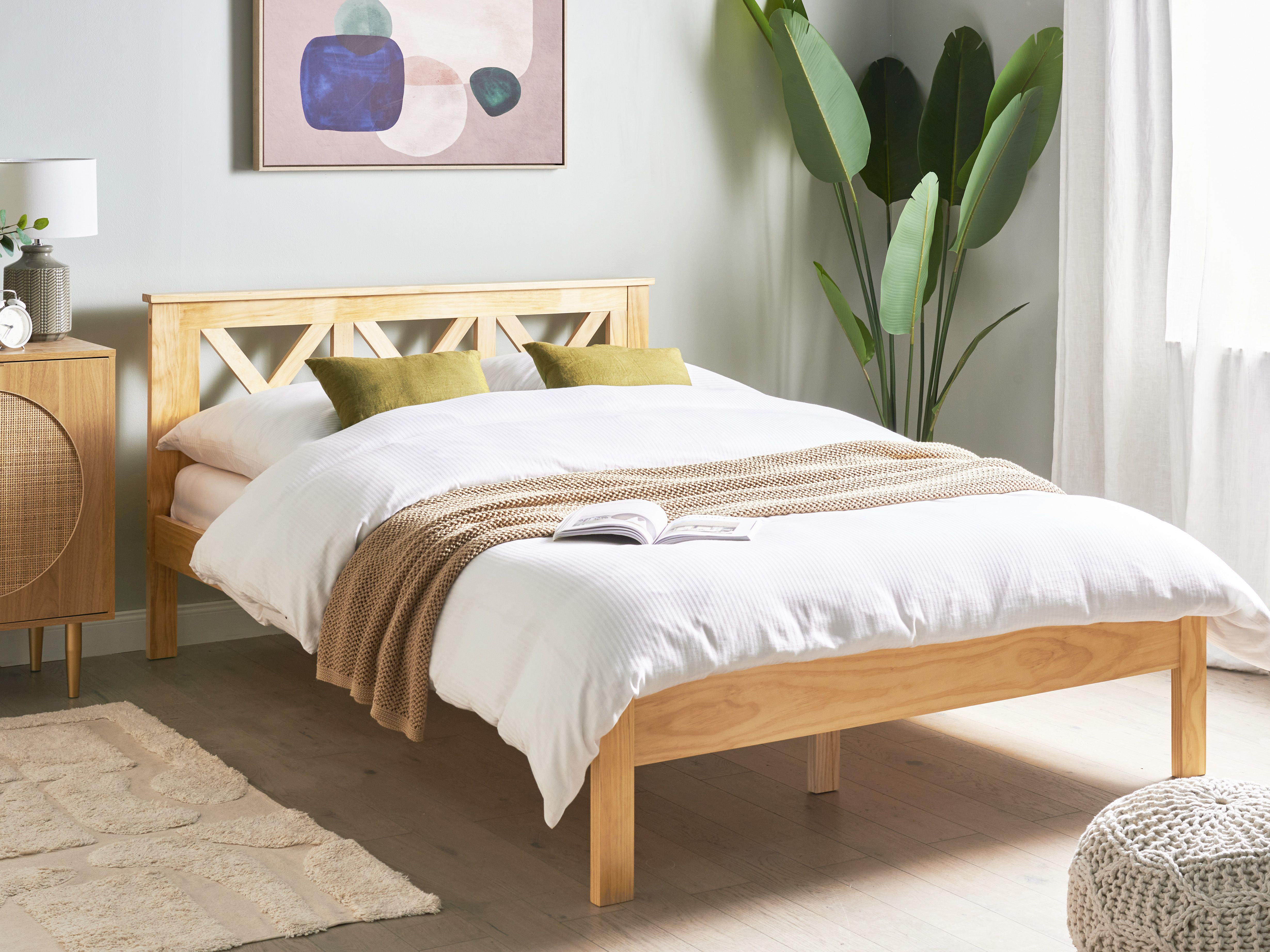 Brambly Cottage Wooden EU Double Size Bed Light Zarah | Wayfair.co.uk