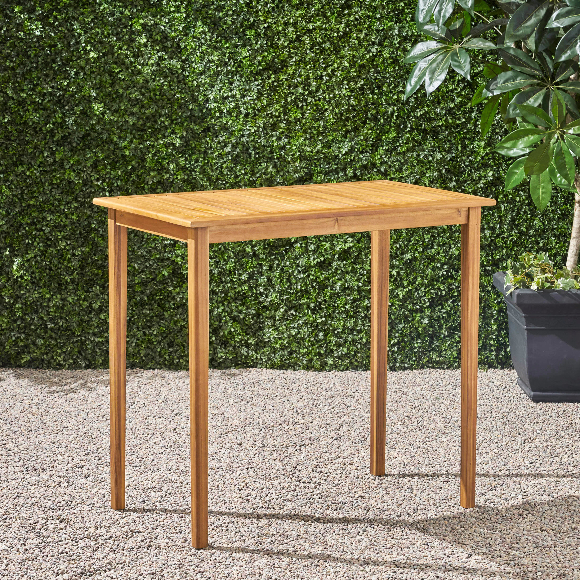 Ebern Designs Outdoor Wood Bar Table, Finish, 25-Inch Width, Weather ...