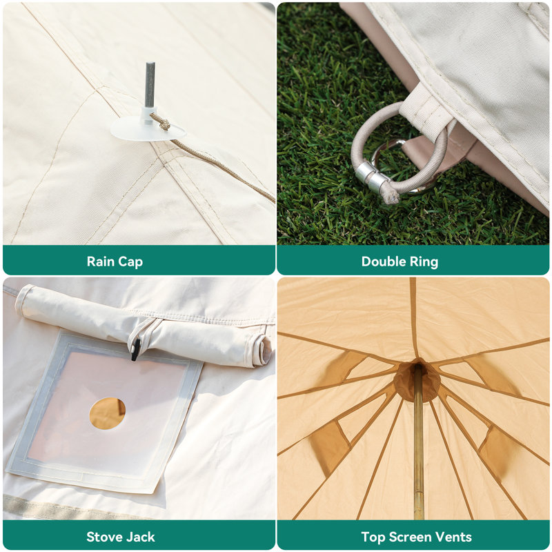 Edrosie Inc Tent Canvas Waterproof Mongolian Yurt Tent Double Layers ...