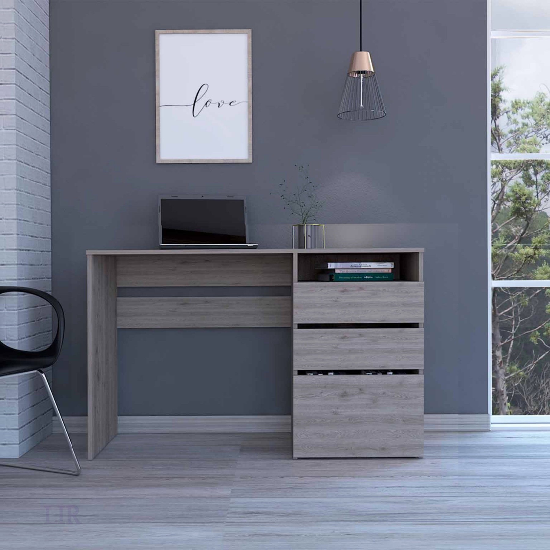 Latitude Run® Wenge 3-Drawer 1-Shelf Computer Desk With Ample Storage ...