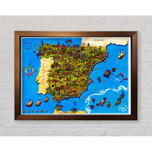 Williston Forge Spanish Map - Single Picture Frame Print | Wayfair.co.uk