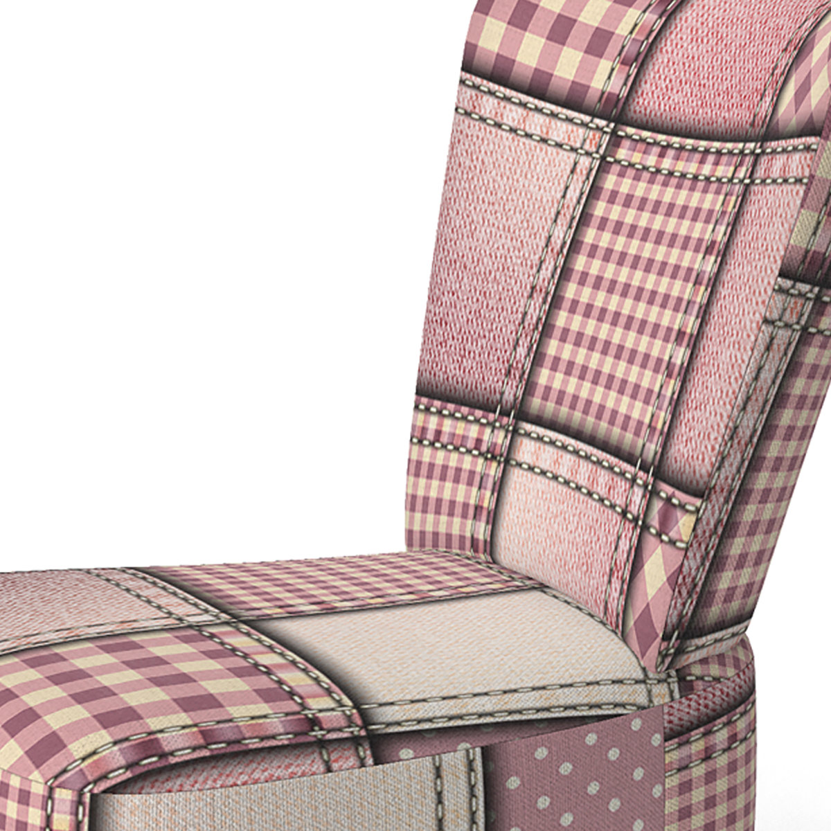 Gracie Oaks Pink Denim Patchwork - Upholstered Patterned Accent Side ...