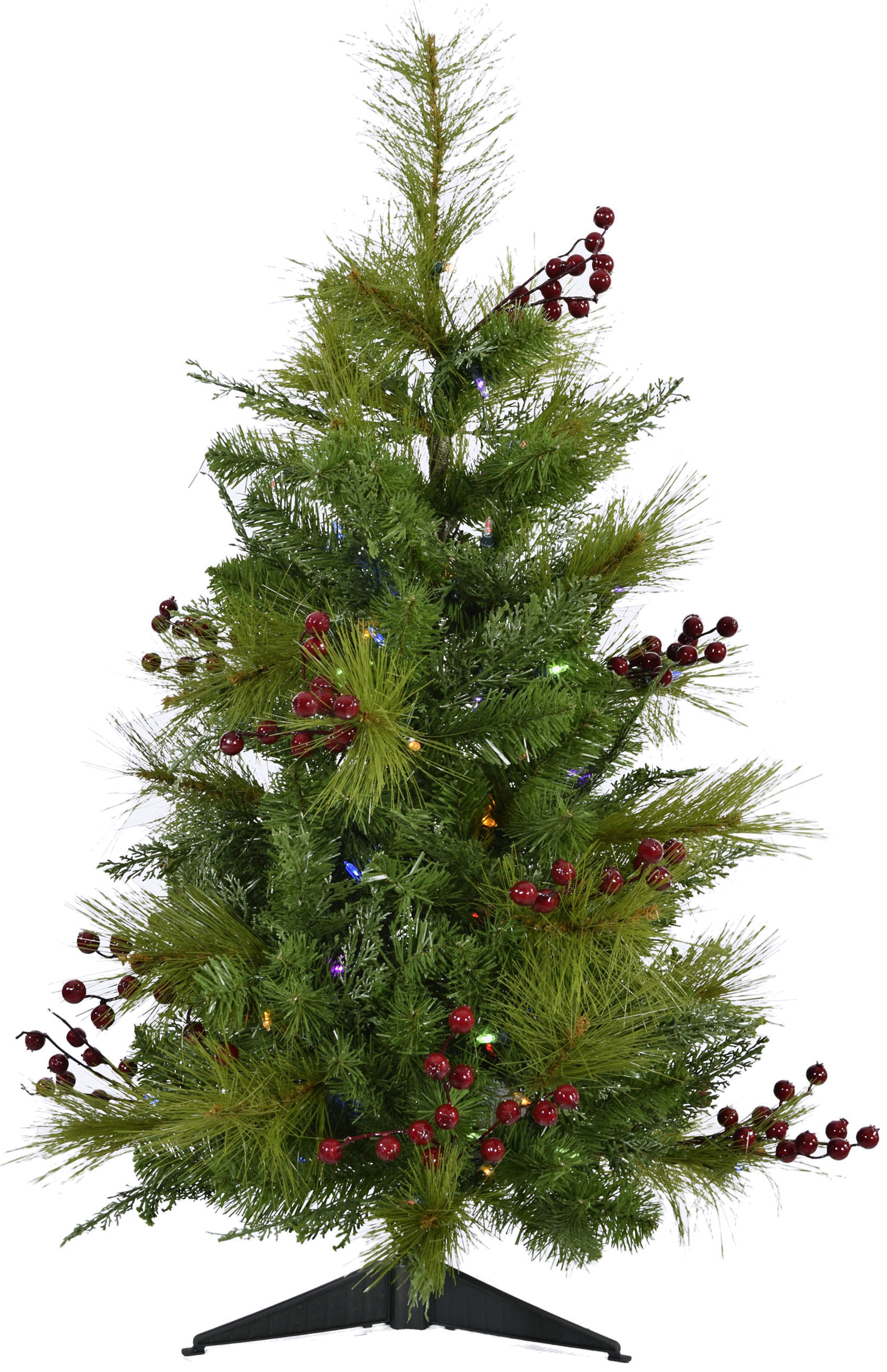 Fraser Hill Farm Newberry 3' Green Pine Artificial Christmas Tree with ...